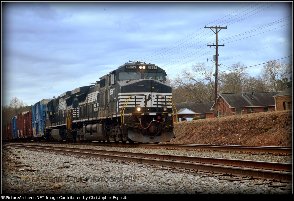 NS 9-40CW 8967 leading 156 up the R Line at Fort Mill, SC - 2/21/14